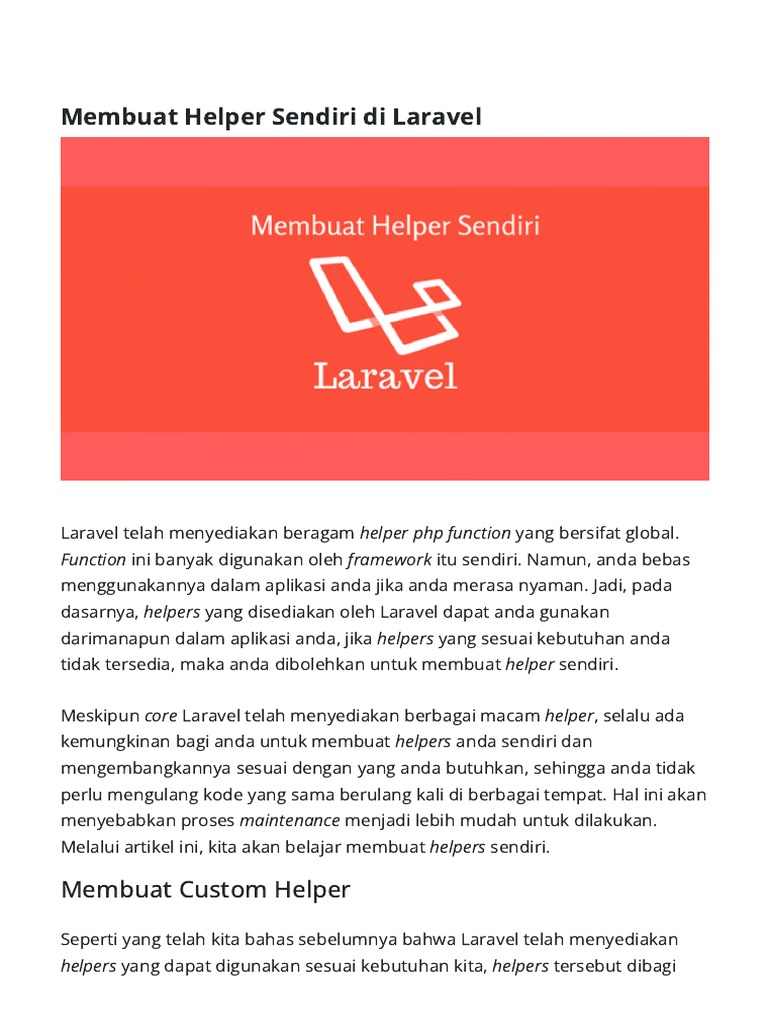 Membuat Helper Sendiri Di Laravel | PDF Membuat Helper Sendiri Di Laravel | PDF