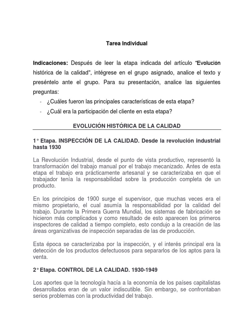 Evolucion Historica de La Calidad | PDF