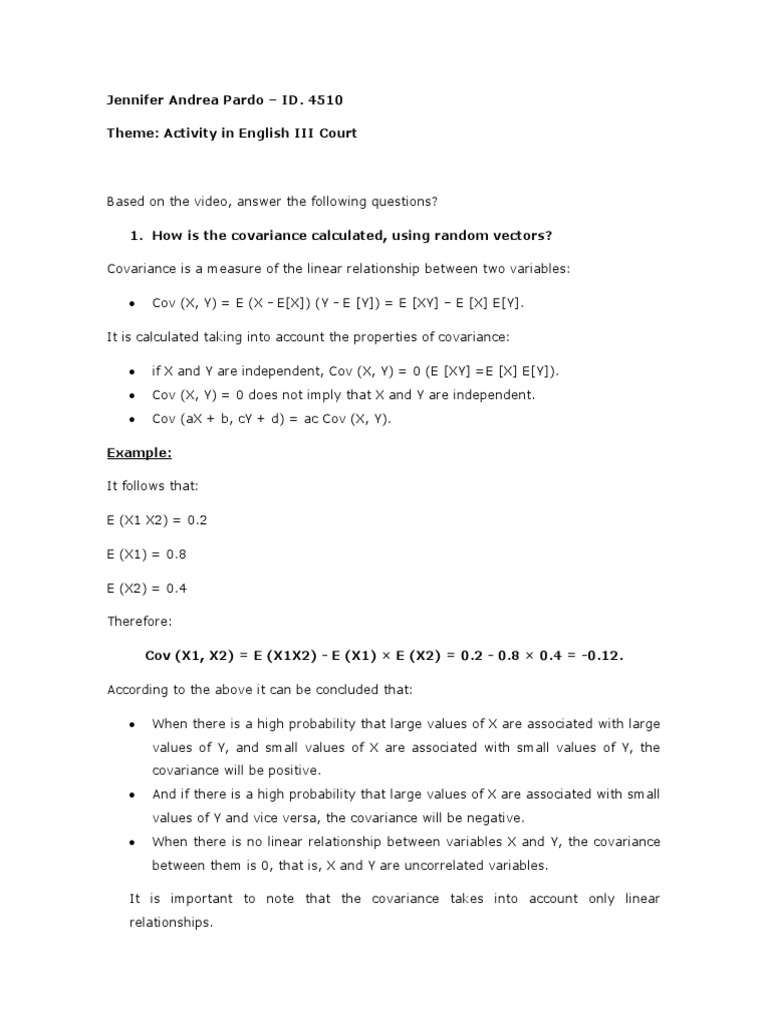 Activity in English III Court | PDF | Covariance Matrix | Matrix ...
