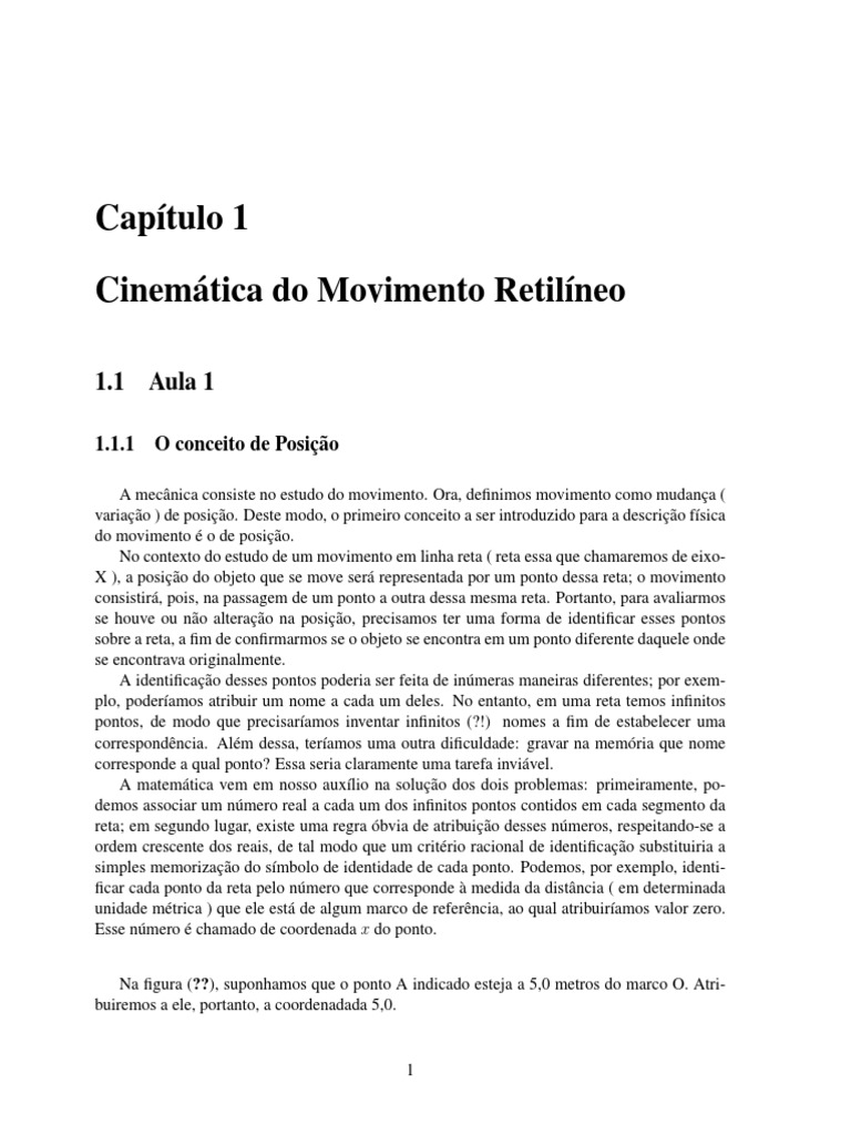 FsicaIA Cinemtica Aula - 1 | PDF | Ciências e Matemática