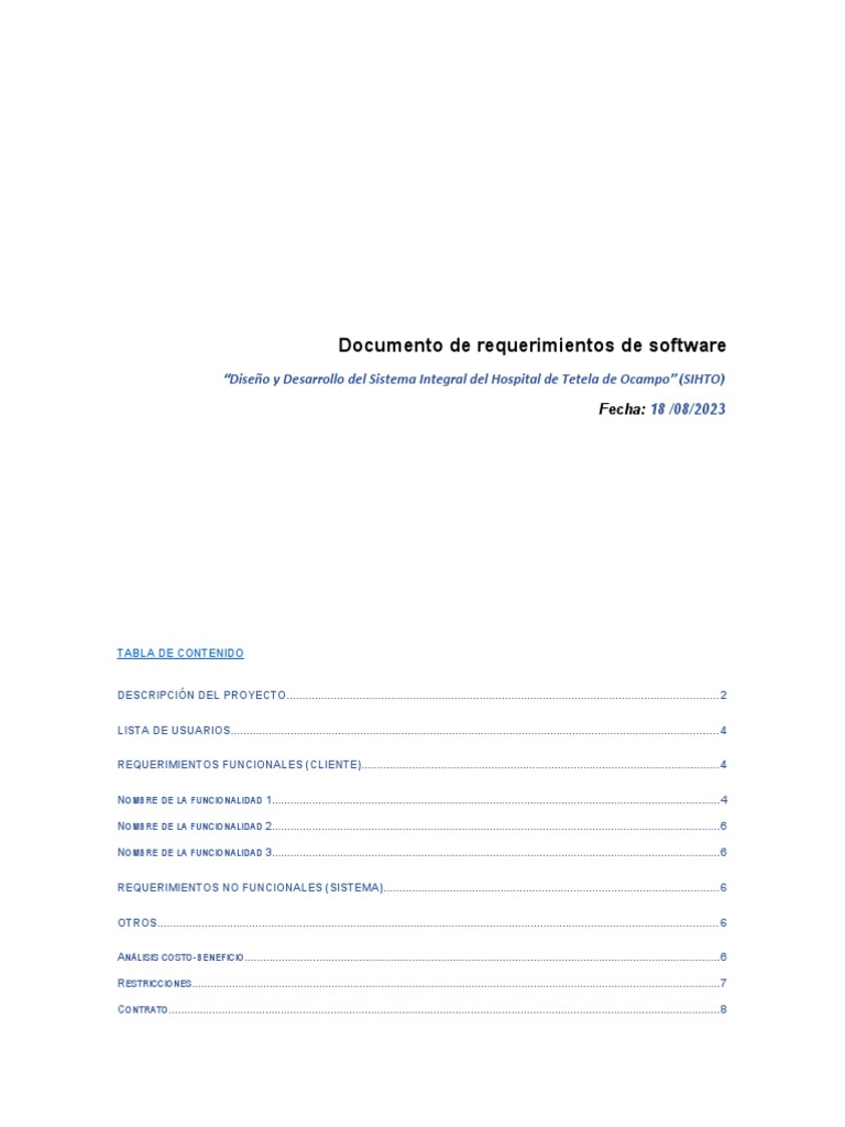 DDOO U2 Plantilla de Requerimientos 2302 1 | PDF | Software | Usuario ... DDOO U2 Plantilla de Requerimientos 2302 1 | PDF | Software | Usuario ...