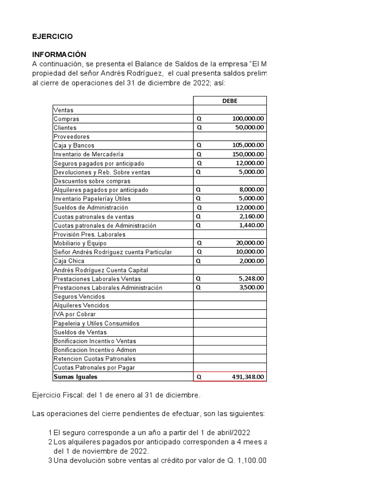 Ejemplo de Ejercicios de Contabilidad | PDF