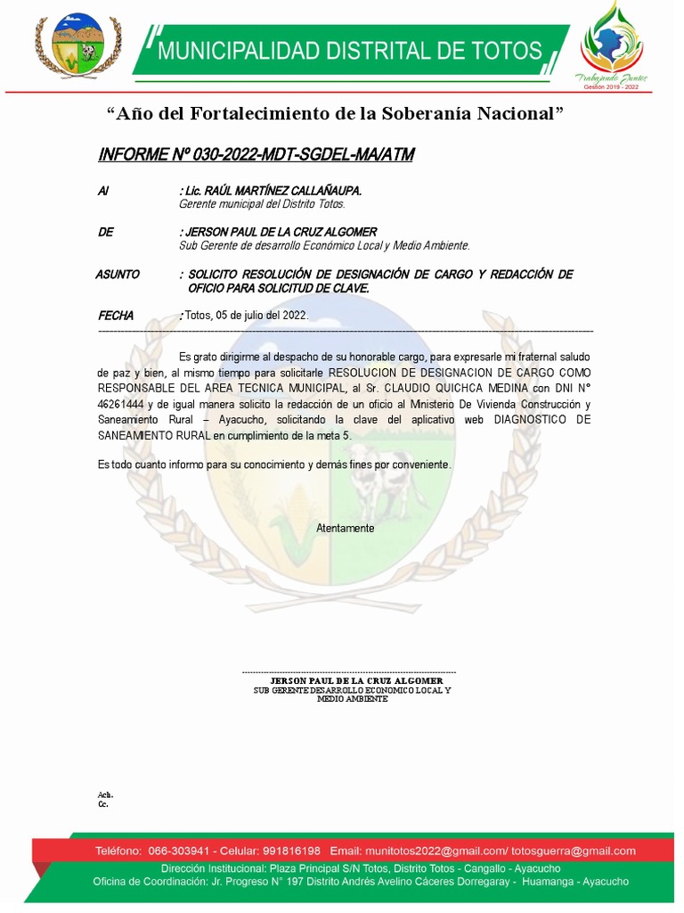 Informe Designacion de Atm | PDF