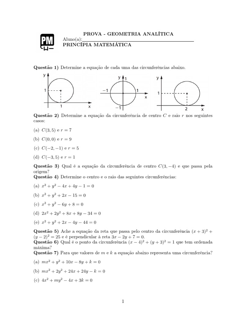 Prova Geometria Analítica 2 | PDF