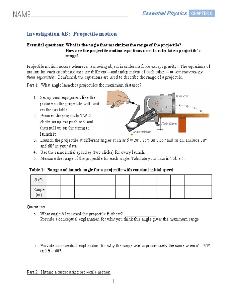06B ProjectileMotionAssignment | PDF