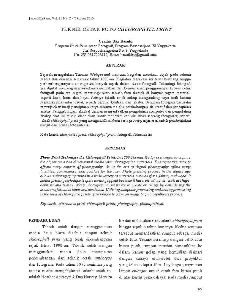 Teknik Chlorophyll Print dalam Fotografi | PDF | Griya & Taman