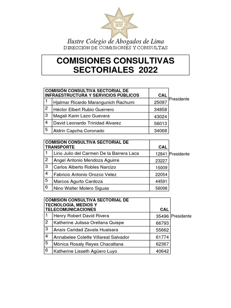 Comisiones Consultivas Sectoriales 2022 | PDF