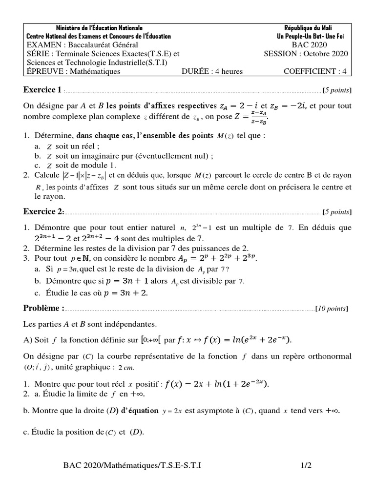 BAC 2020 T.S.E-S.T Enoncé Et Correction | PDF