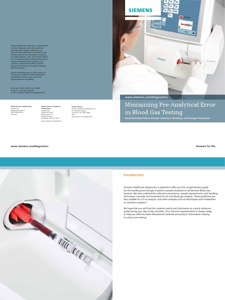 Minimizing Pre-Analytical Error in Blood Gas Testing | PDF
