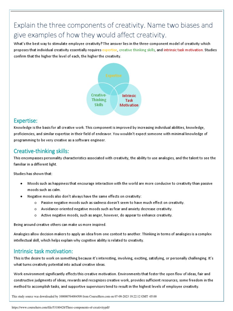 Three Components of Creativity PDF | PDF | Creativity | Motivation Three Components of Creativity PDF | PDF | Creativity | Motivation