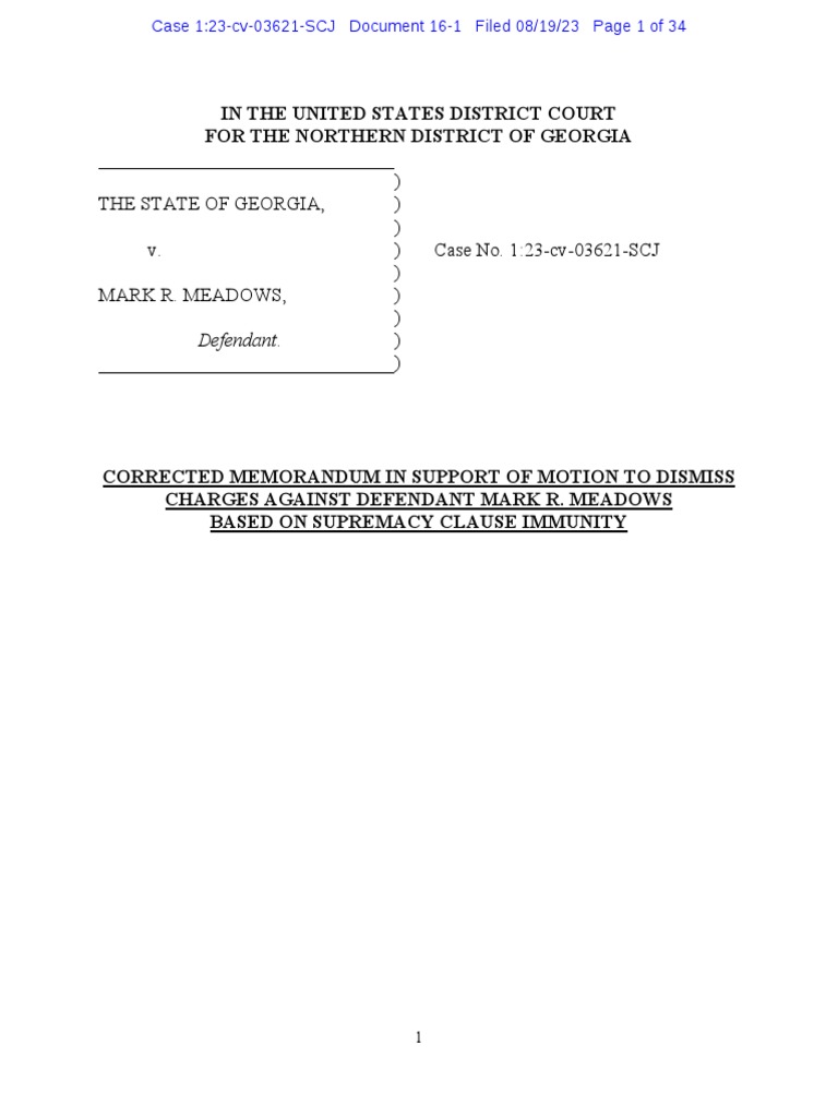 Mark Meadows Motion To Dismiss | PDF | American Government | Presidents ...