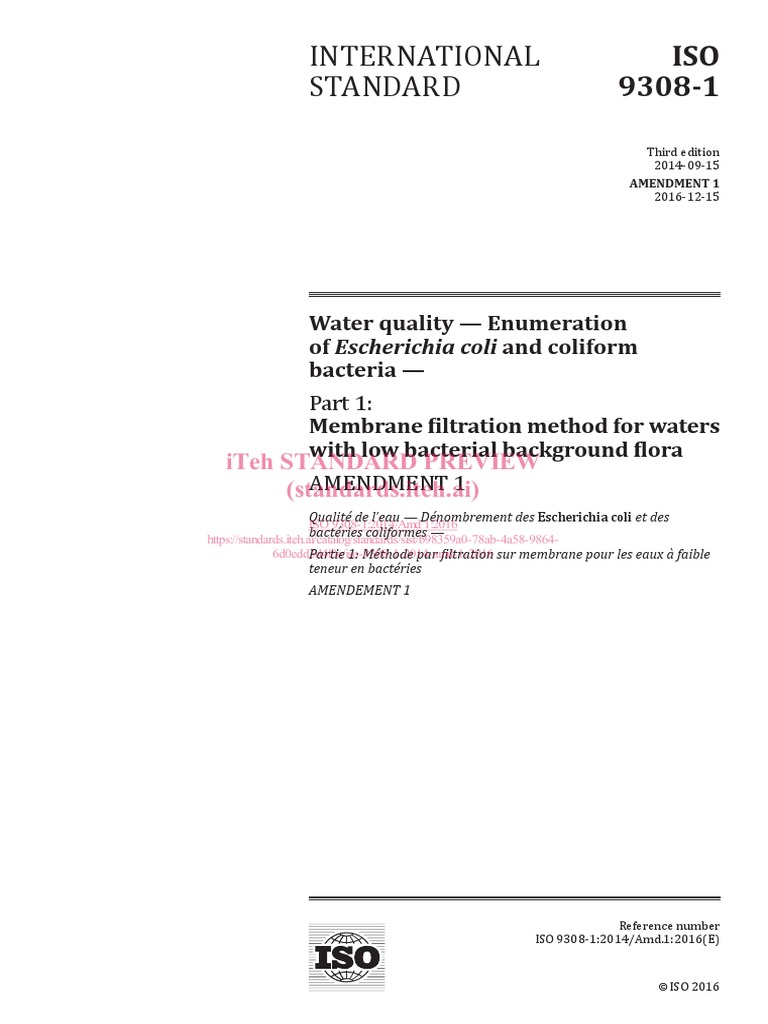 ISO 9308 1 2014 Amd 1 2016 | PDF | International Organization For ...
