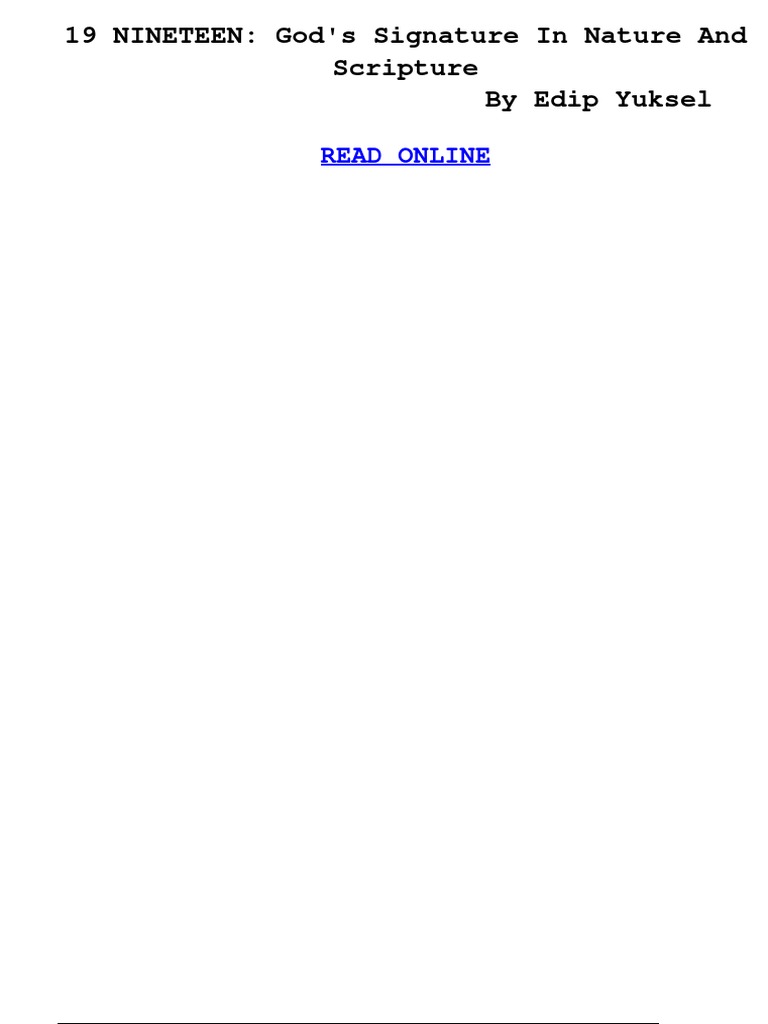 19 NINETEEN - God's Signature in Nature and Scripture by Edip Yuksel ...