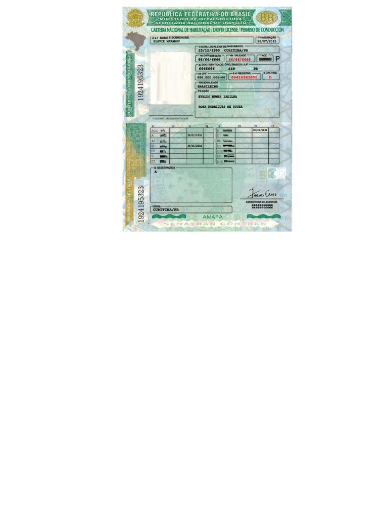 Modelo de CNH Digital Editável | PDF