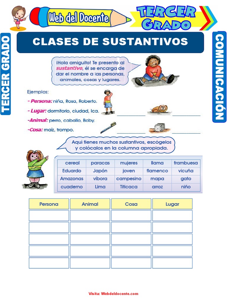 Hoja De Trabajo De Sustantivos Singulares Y Plurales Para Tercer Grado