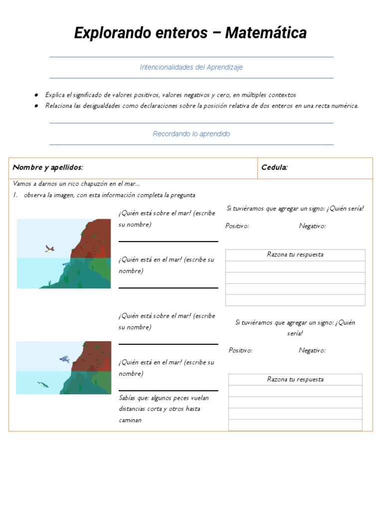 1 Numeros Enteros Sesion | PDF | Entero | Celsius