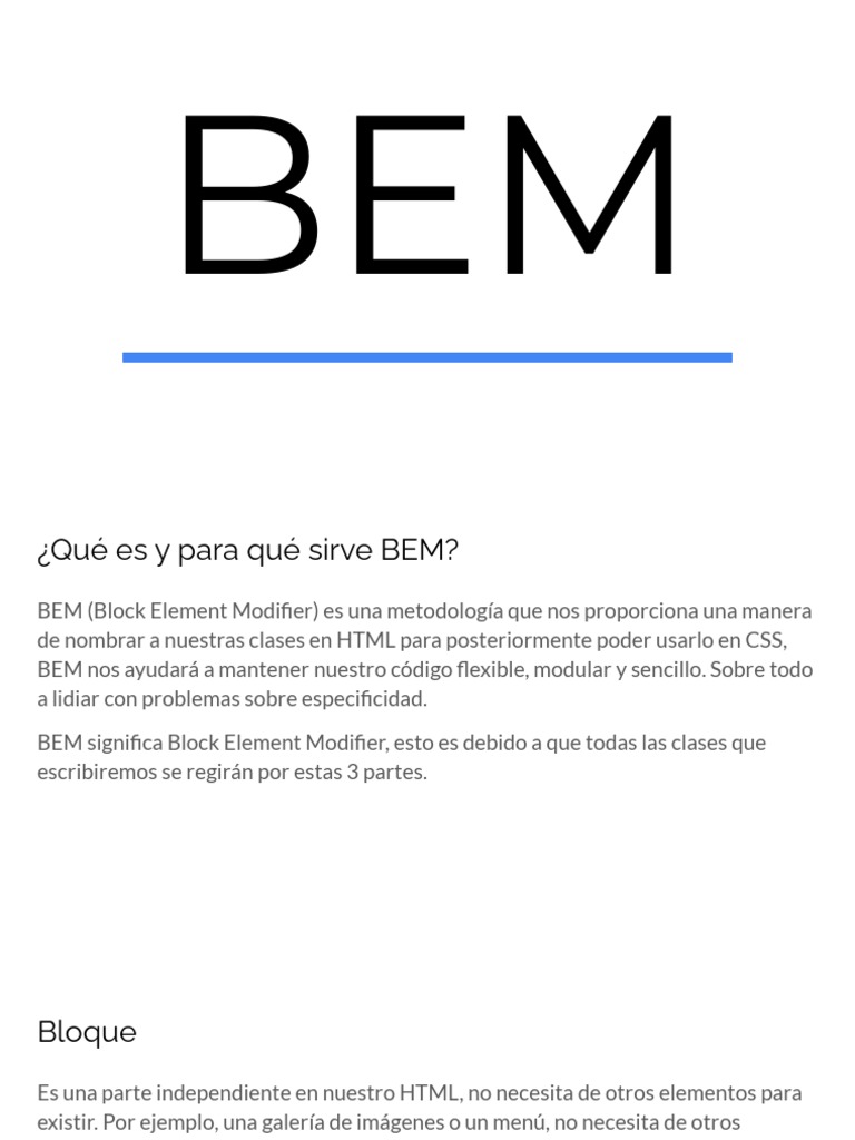 Guía BEM: Clases HTML y CSS | PDF