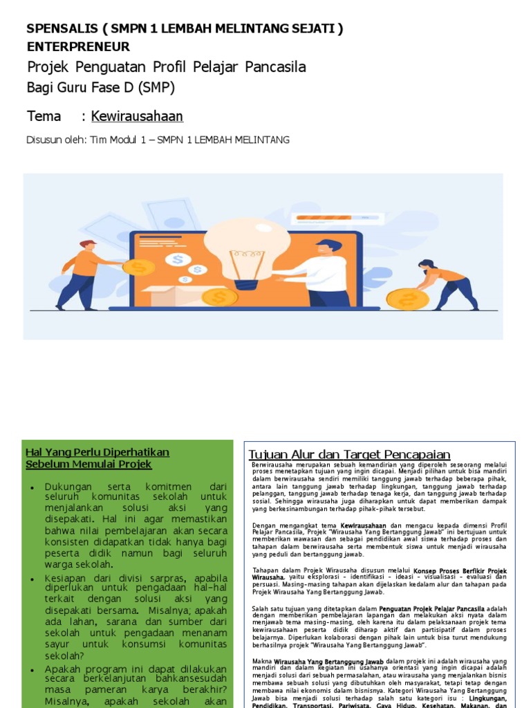 MODUL PROJEK 3-TRIDOETA ENTERPRENEUR - Oks | PDF
