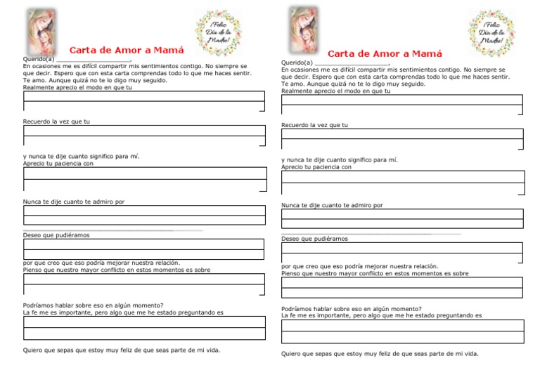 Carta De Amor A Mamá Pdf Amor