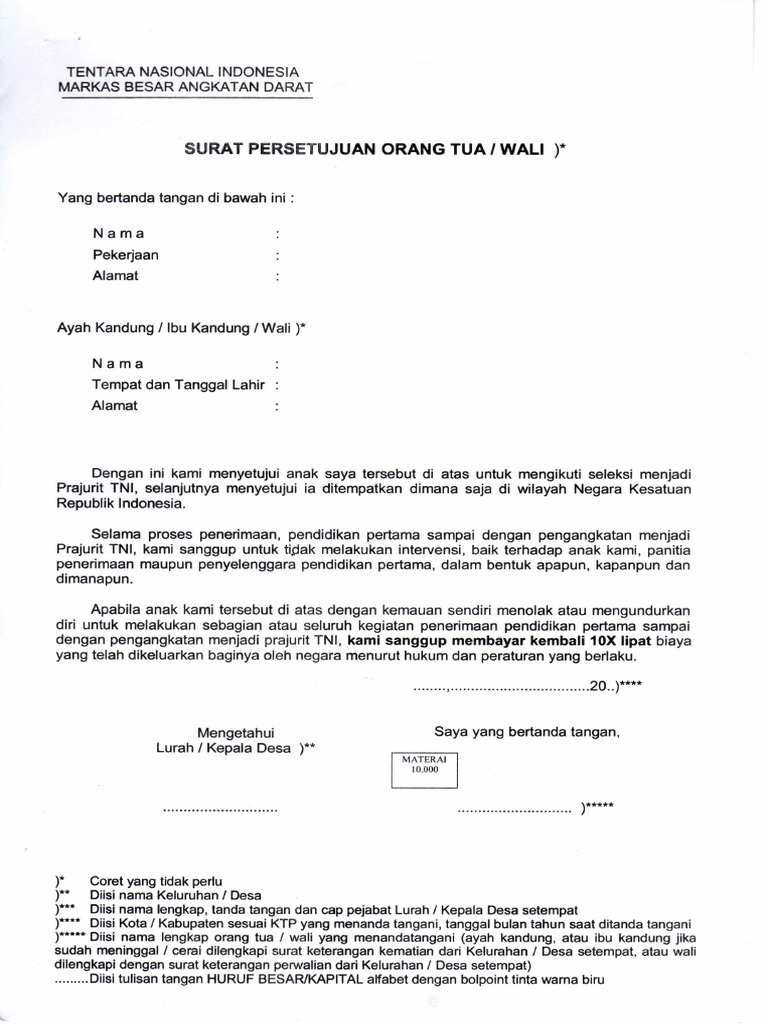 Persetujuan Orang Tua Wali | PDF