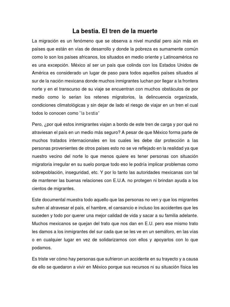 La migración y "La Bestia" en México | PDF