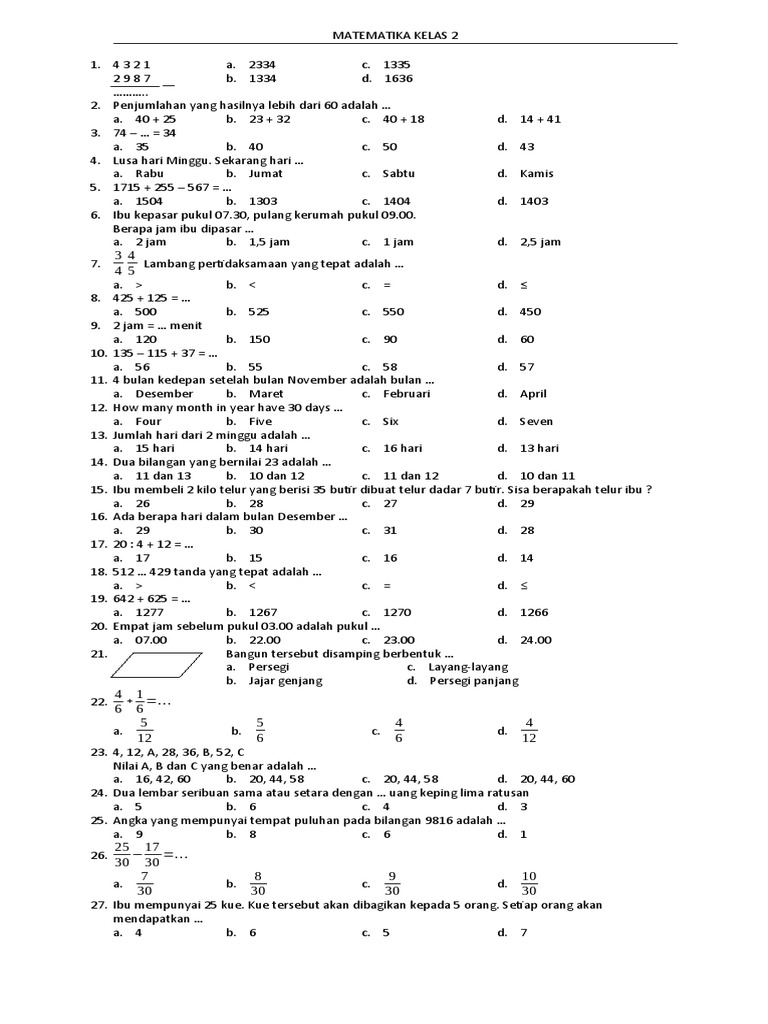 Matematika Kelas 2 Pdf