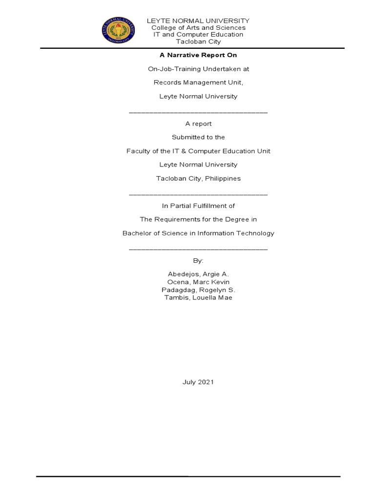 7 - 11 - OJT Records Unit Narrative Report | PDF 7 - 11 - OJT Records Unit Narrative Report | PDF