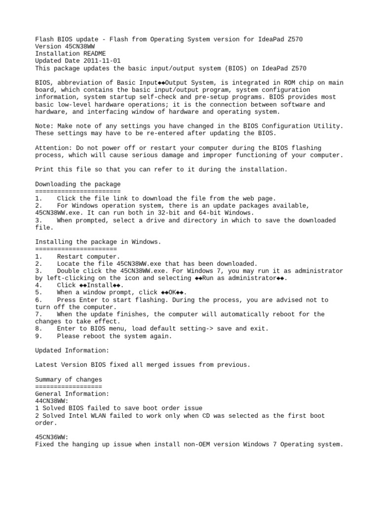 45CN38WW | PDF | Bios | Installation (Computer Programs)