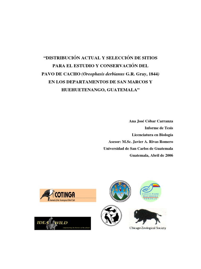 Distribucion Pavo de Cacho Oreophasis Derbianus | PDF | Guatemala | Selva
