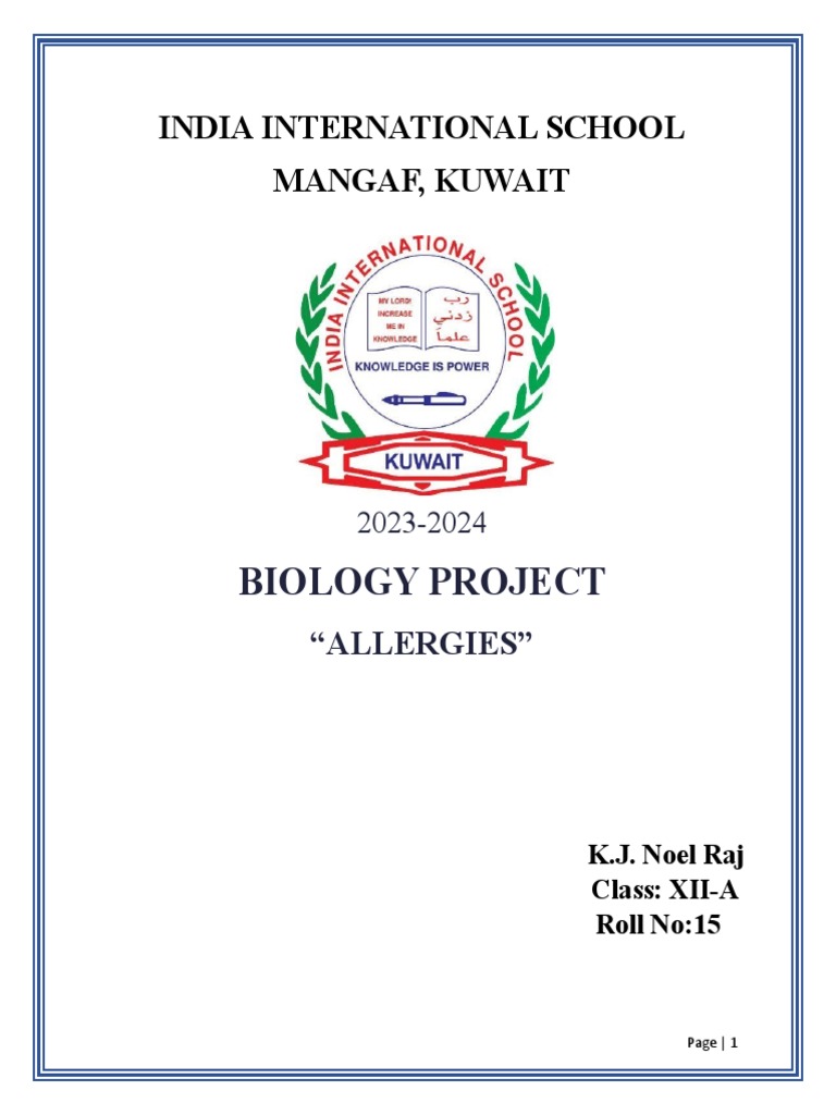 Bio Class VII HW Project Allergies 2023-24 Edited Word | PDF | Allergy ...