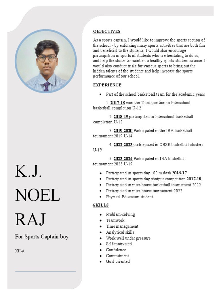 Sports captain CV | PDF