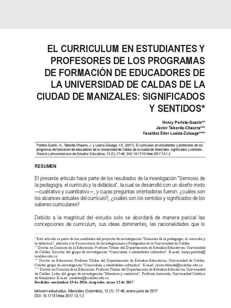 Articulo Curriculum 2017 | PDF