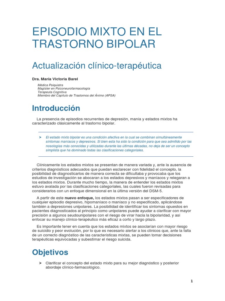 Episodio Mixto | PDF | Manía | Desorden bipolar