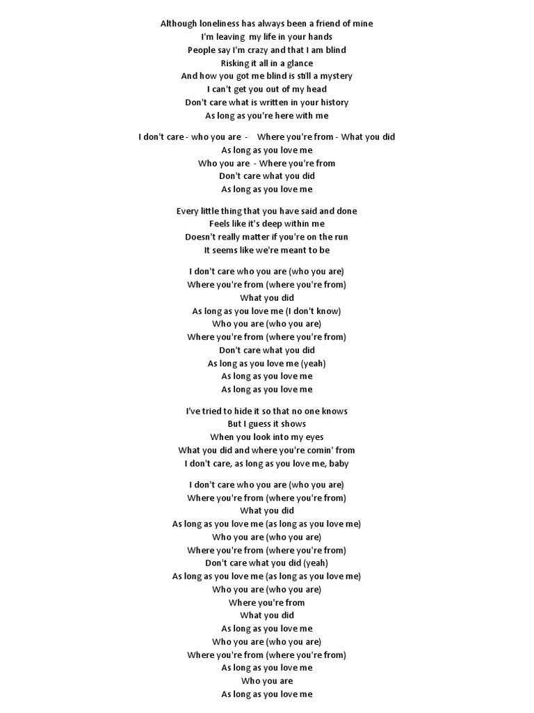 As Long As You Love Me | PDF