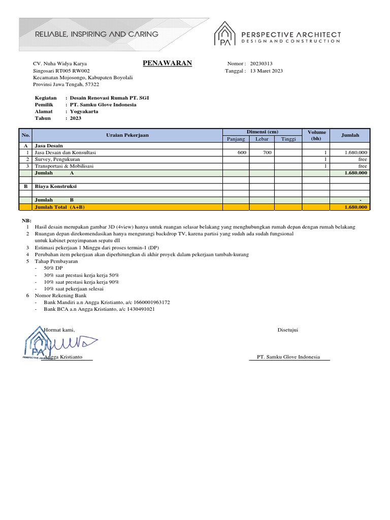 Desain Mess PT. SGI | PDF