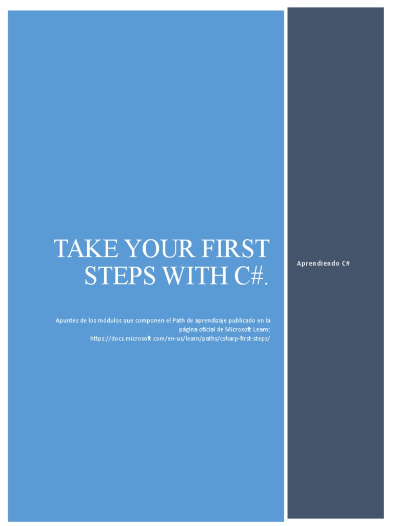 Take Your First Steps With C Sharp Pdf C Sharp Lenguaje De Programación Programación De 1085