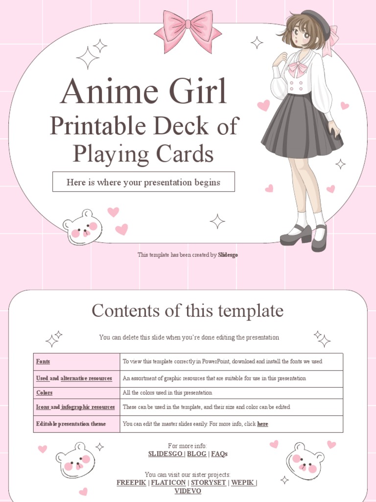 Anime Girl Printable Deck of Playing Cards by Slidesgo | PDF | Computers