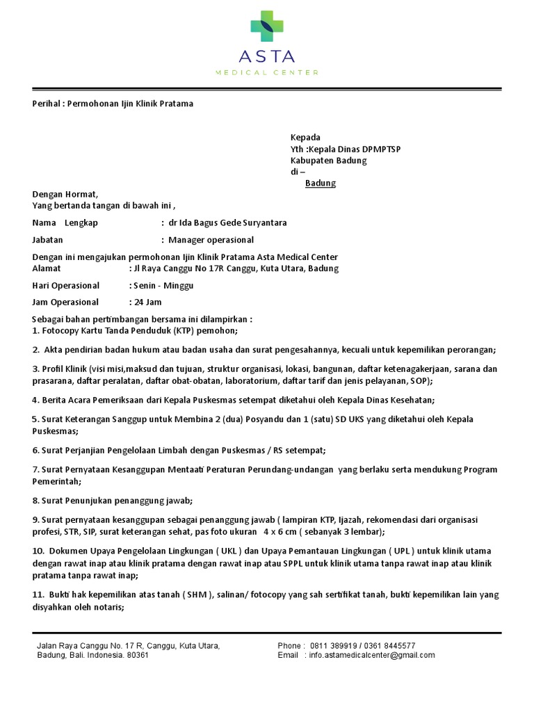 Surat Permohonan Ijin Asta | PDF