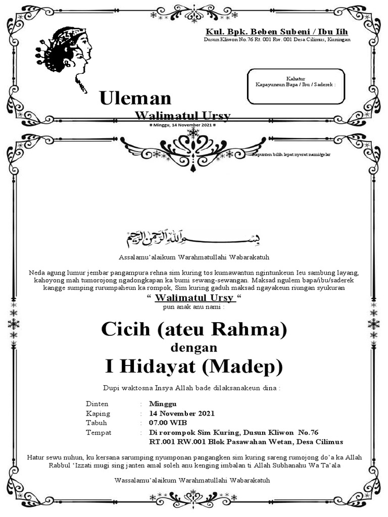 Uleman New Walimatul Ursy (Kawinan) | PDF