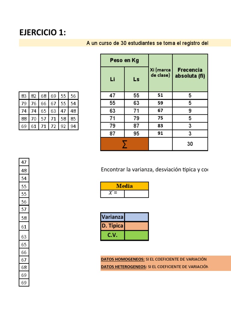 5 - Estadística - Uso Excel - Datos Agrupados - Varianza, Desviación ... 5 - Estadística - Uso Excel - Datos Agrupados - Varianza, Desviación ...