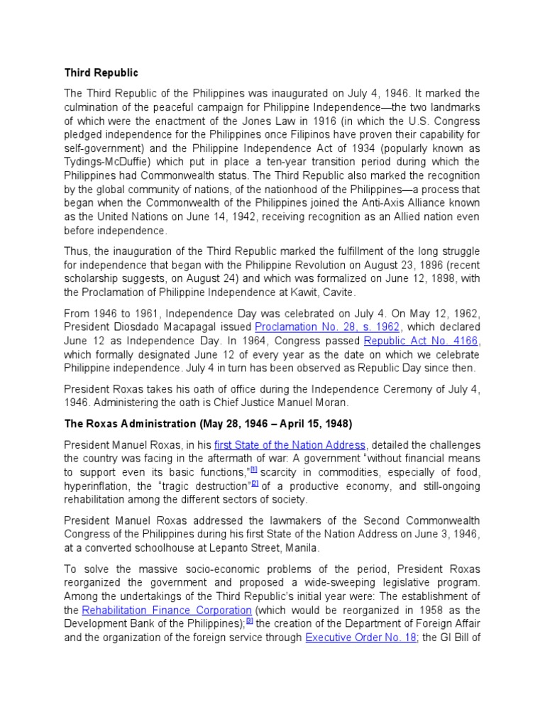 Third Republic | PDF | Philippines | Government