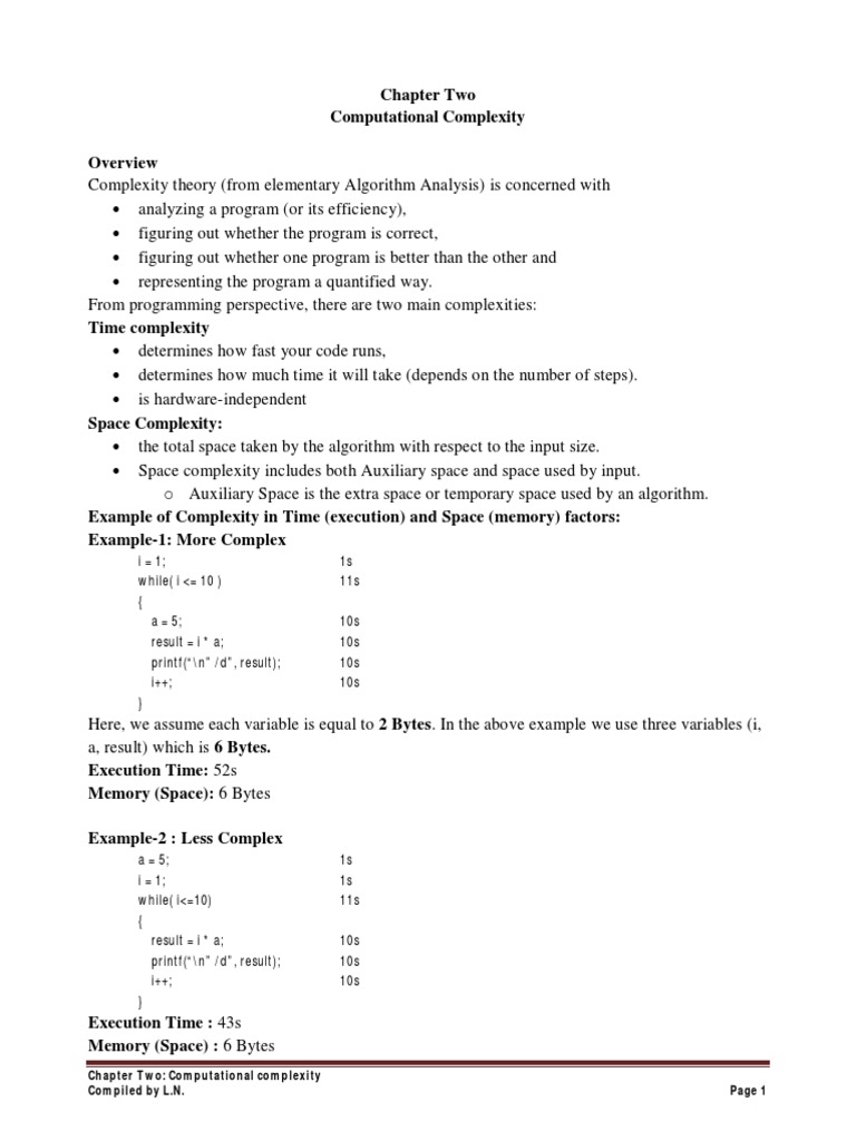 Chapter Two-Computational Complexity | PDF | Computational Complexity Theory | Algorithms