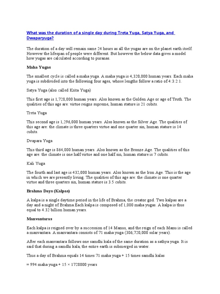 Understanding Maha Yuga Durations | PDF