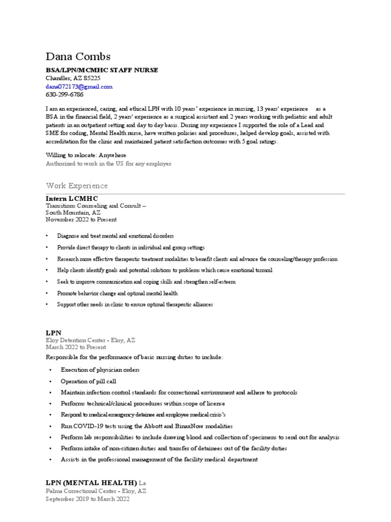 Dana-Combs Resume 2023 | PDF