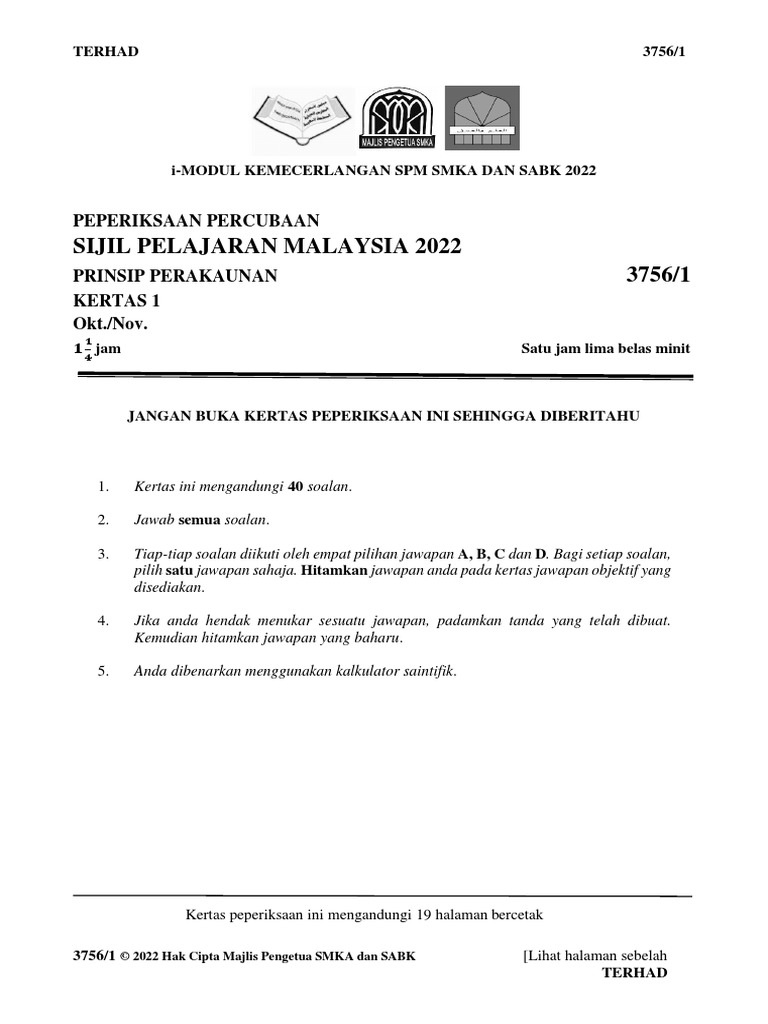 K1 Prinsip Perakaunan Smka Sabk 2022 | PDF