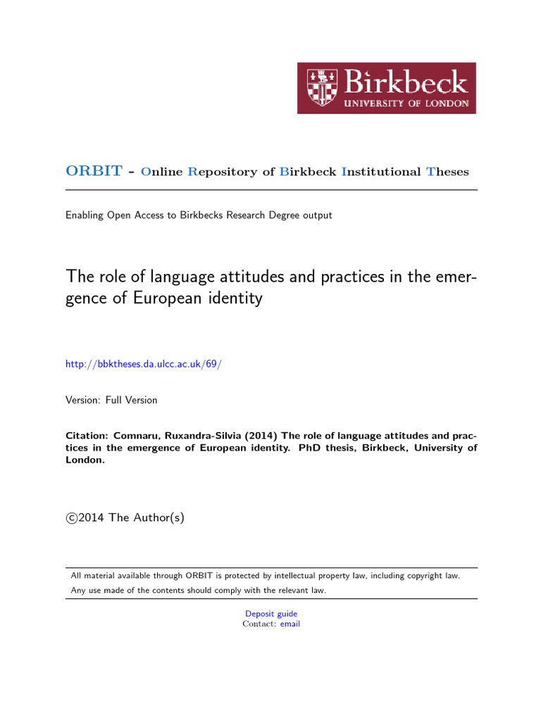 Thesis On Language and Identity | PDF