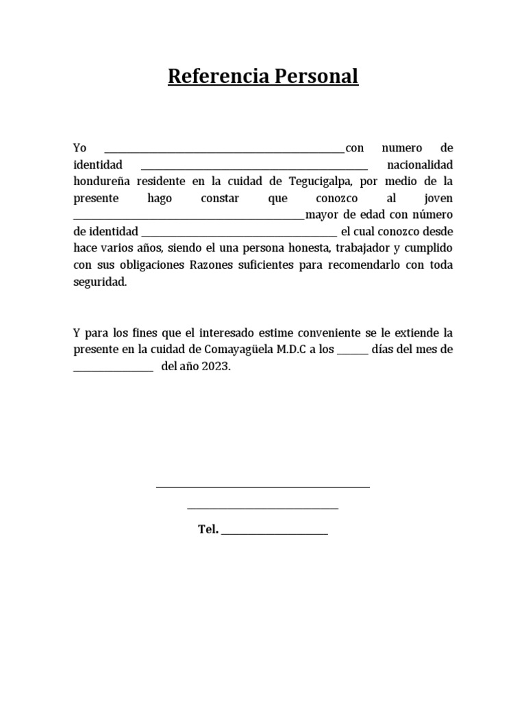 Referencia Personal para Llenar | PDF