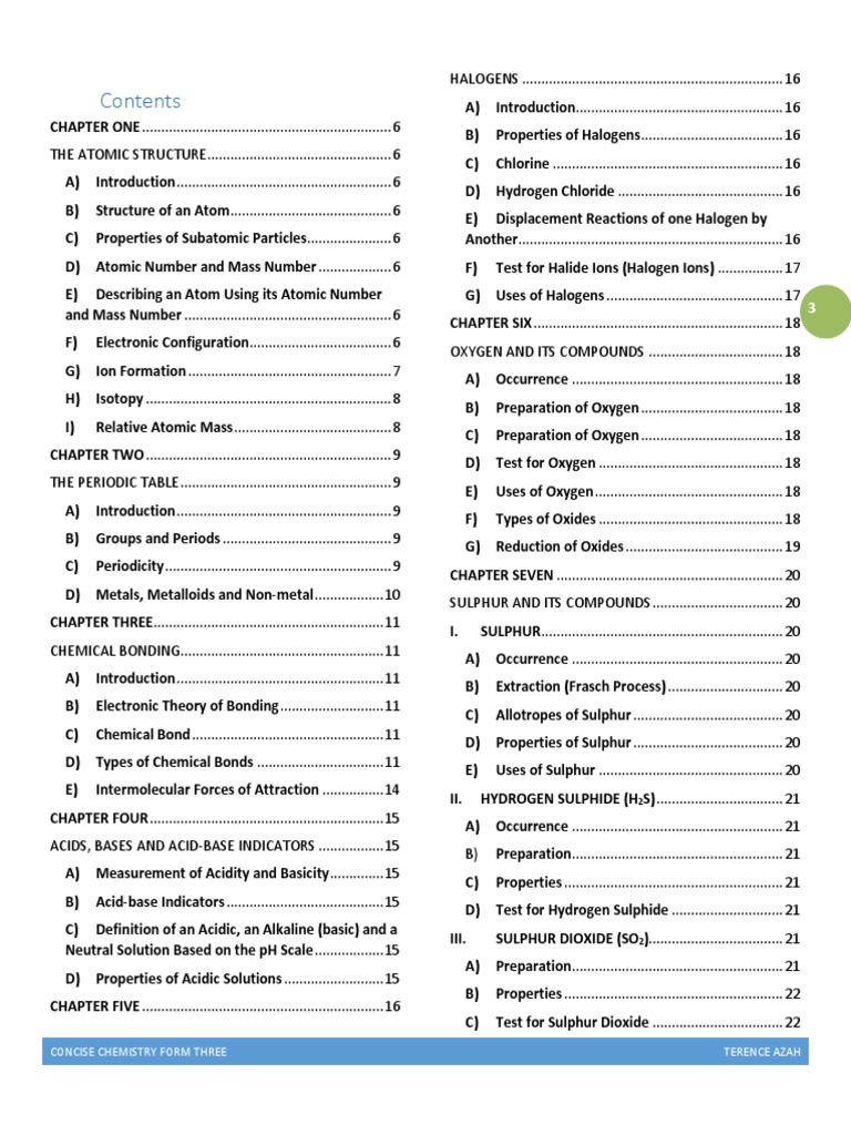 Form 3 Chemistry Notesv1.0 | PDF
