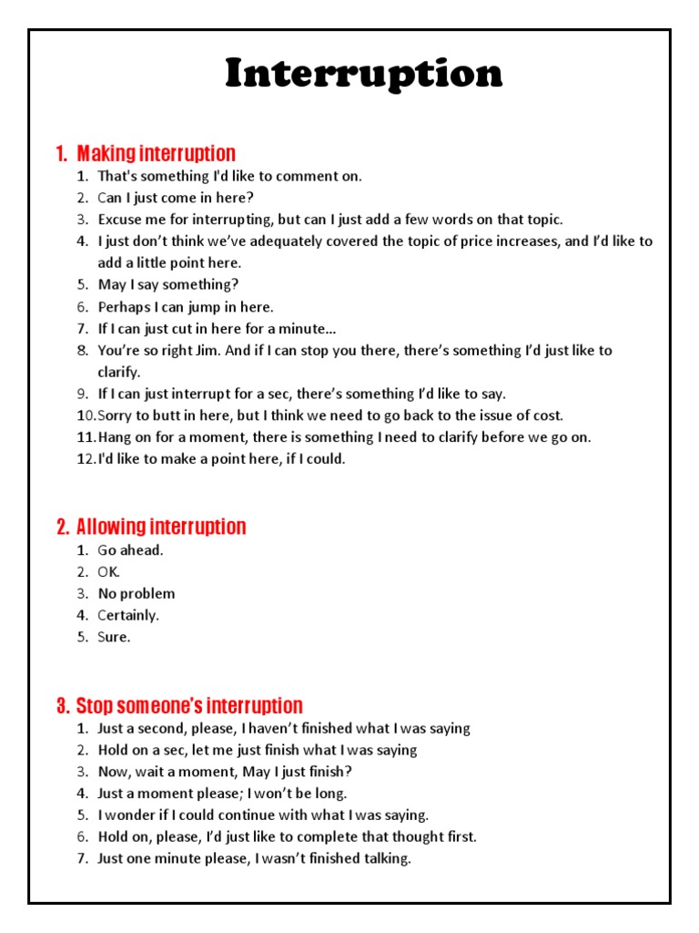 Unit 5 Interruptions Examples | PDF