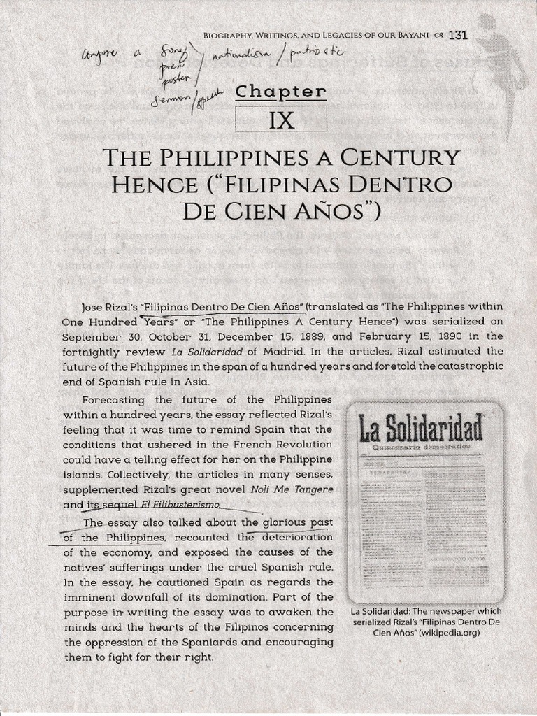 Chapter 9 - Life and Works of Rizal - Philippines as a Century Hence ...